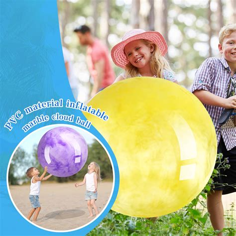 Meooeck 4 Pcs Inflatable Marbleized Big Bouncy Balls