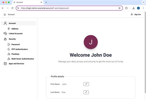 User Self Service Portal Curity Identity Server