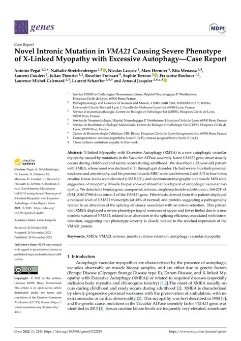 Pdf Novel Intronic Mutation In Vma21 Causing Severe Phenotype Of X