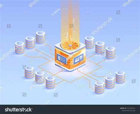 Computer Processor Abstract Isometric Illustration Microprocessor Stock