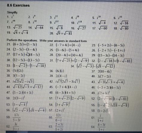solved 8 6 exercises simplify 7 4 8 58 913710 i 11 4 12