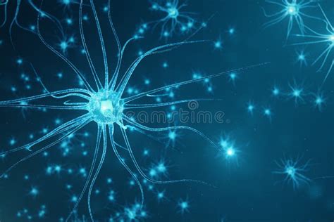 Conceptual Illustration Of Neuron Cells With Glowing Link Knots