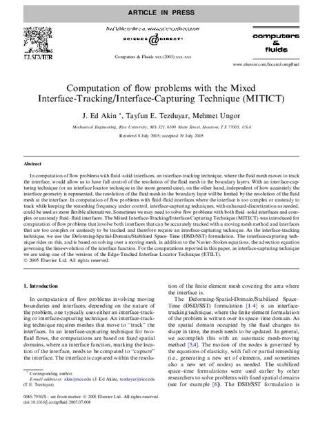 Pdf Computation Of Flow Problems With The Mixed Interface Tracking