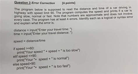 Solved Question Error Correction Points The Program Chegg