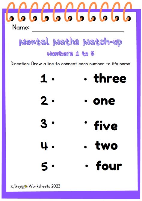 Mental Maths Match Up Numbers 1 To 5 Australian Teachers Marketplace