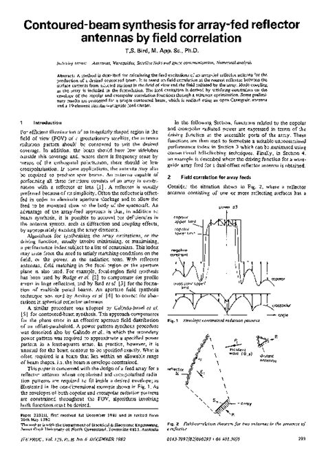 Pdf Contoured Beam Synthesis For Array Fed Reflector Antennas By Field Correlation
