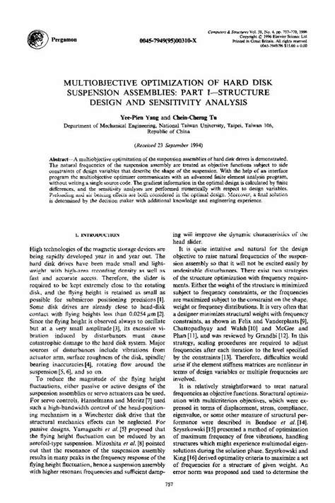 pdf multiobjective optimization of hard disk suspension assemblies