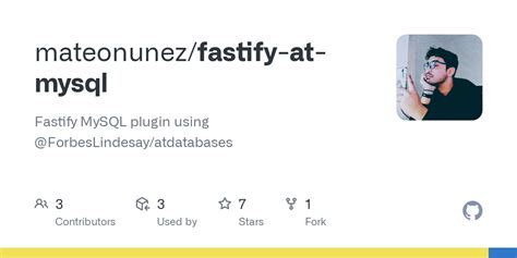 github mateonunez fastify at mysql fastify mysql plugin using