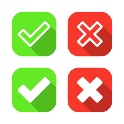 Approve And Reject Icon Vector Checkmark And X Cross Mark In Square Background 27263426 Vector