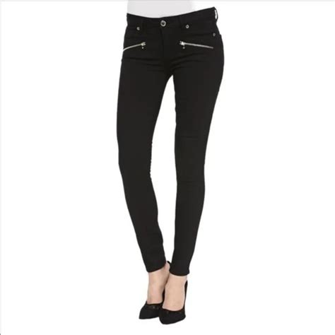 Paige Jeans Paige Skinny Jeans Black Zipper Front Size 24 Rocker