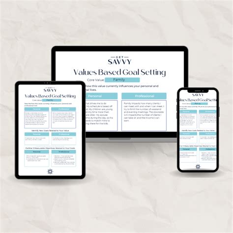 Values Based Goal Setting Worksheet Women S Business Resource Community