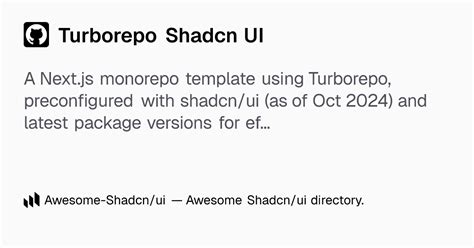 Turborepo Shadcn Ui Turborepo Starter Nextjs Shadcnui And Latest Packages Preconfigured