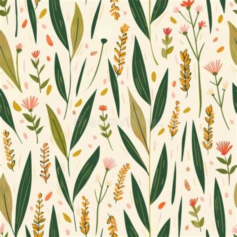 Whimsical Botanical Patterns Vibrant Florals And Leaves On Cream