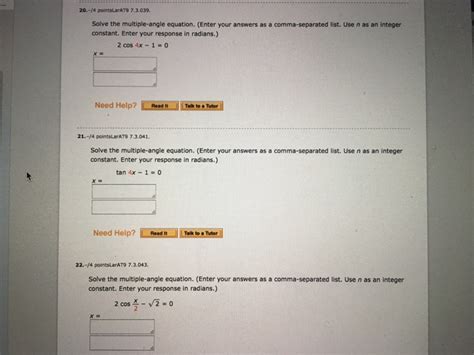 Solved Solve The Multiple Angle Equation Enter Your