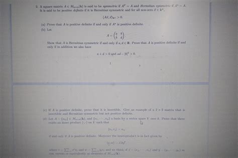 solved 2 a square matrix a∈mn×n k is said to be symmetric