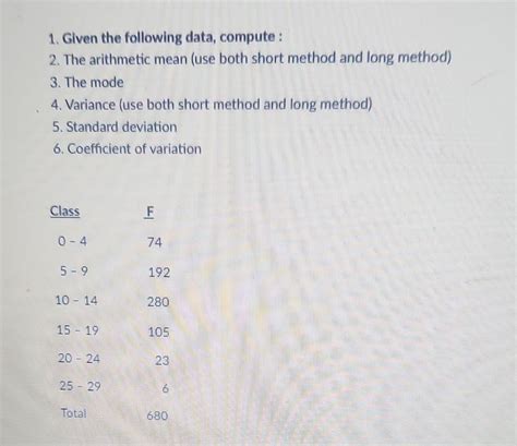 solved 1 given the following data compute 2 the