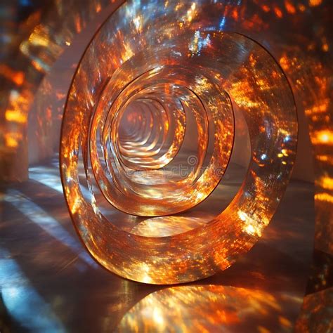 Abstract Geometric Tunnel With Vibrant Light Reflections And Illuminated Curved Surfaces