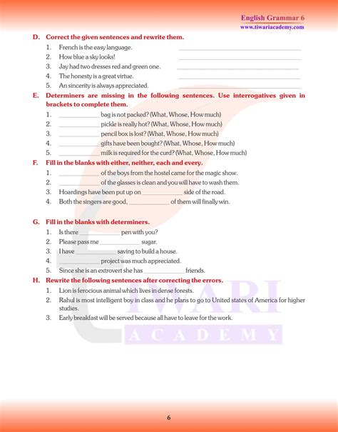 Class 6 English Grammar Chapter 9 Determiners With Examples