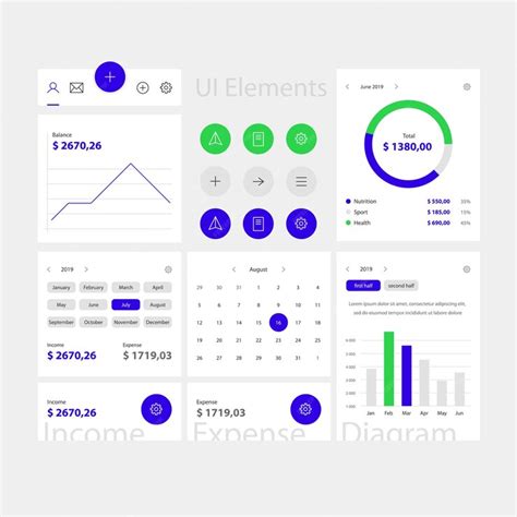 Premium Vector Minimal Blue And Green Web And App Ui Elements Template