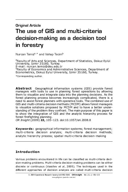 Pdf The Use Of Gis And Multi Criteria Decision Making As A Decision