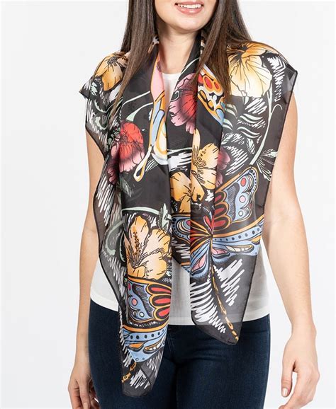 Vince Camuto Womens Oversized Butterfly Printed Square Scarf Macys