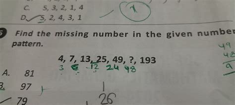 Find The Missing Number In The Given Number Pattern A 81 Begin Array