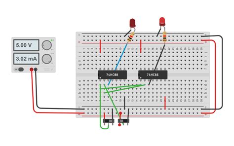 Circuit Design Binary Half Adder Tinkercad