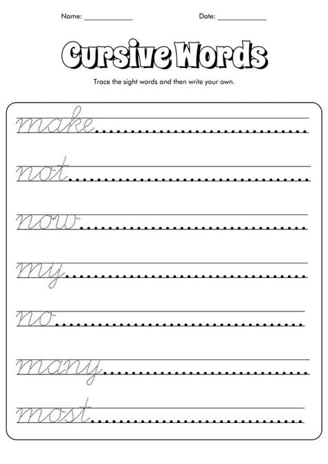 Printable Cursive Word Practice Worksheets Printablelib