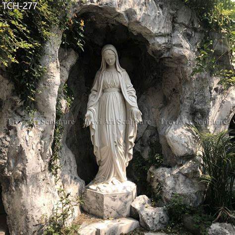 6 Feet Outdoor Marble Virgin Mary Statue With Grotto