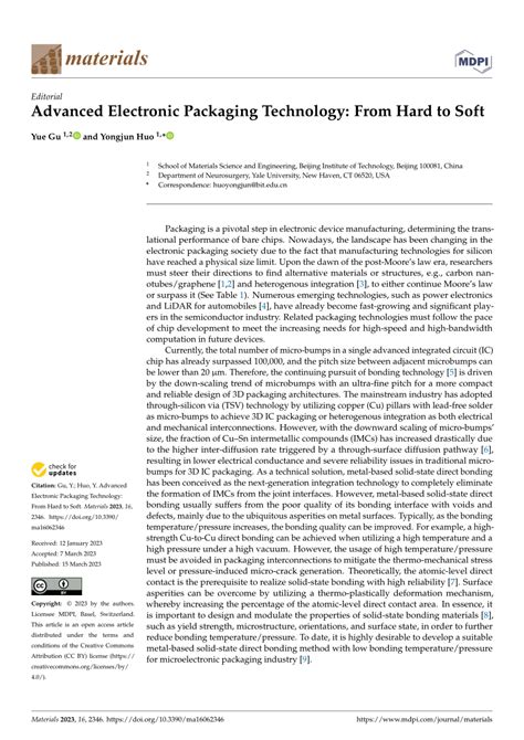 Pdf Advanced Electronic Packaging Technology From Hard To Soft