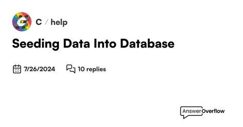 Seeding Data Into Database C