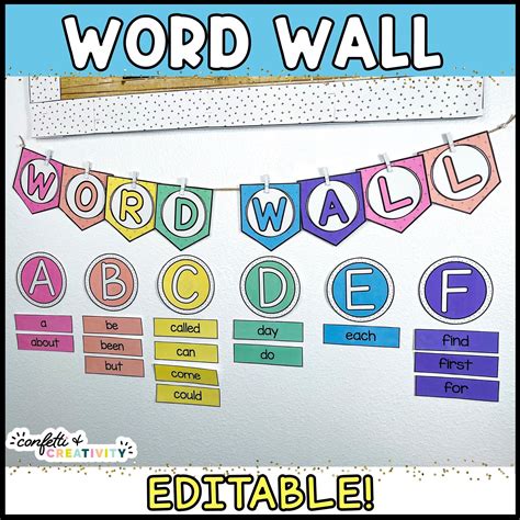 Colorful Alphabet Word Wall Display Editable Classroom Decor Digital