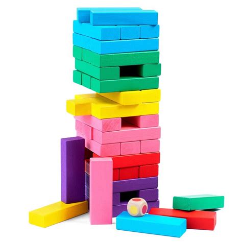 Stacking Board Gamecolored Wooden Stacking Game48pcs Tumble Tower With Dicecolorful Stacking