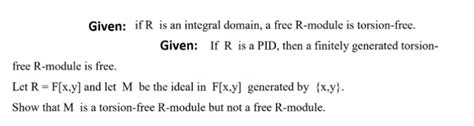 solved given if r is an integral domain a free r module is