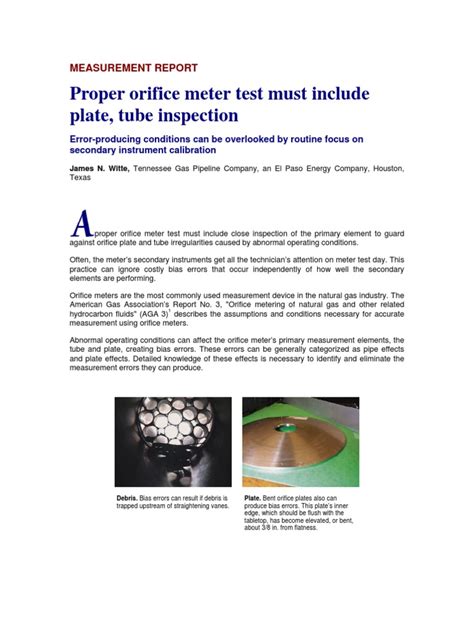 Proper Orifice Meter Test Pdf Flow Measurement Chemical Engineering