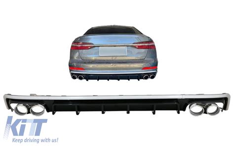 Rear Bumper Valance Diffuser With Exhaust Tips Suitable For Audi A6 C8 4k Avant Sedan 2018 Up Rear Bumper Valance Diffuser With Exhaust Tips Suitable For Audi A6 C8 4k Avant Sedan 2018 Up