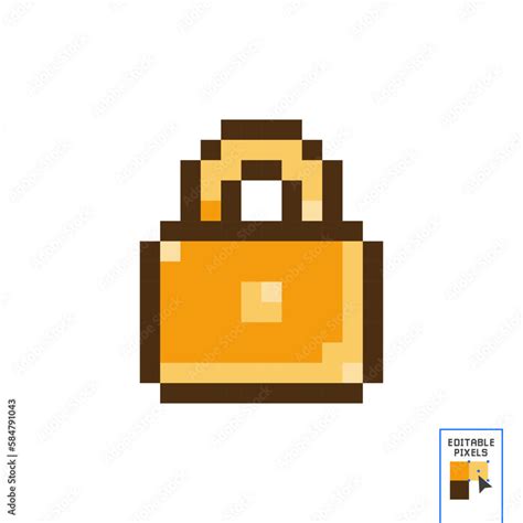 Pixel Art Lock Golden Lock Sticker Pixel Art Icon Design For Logo