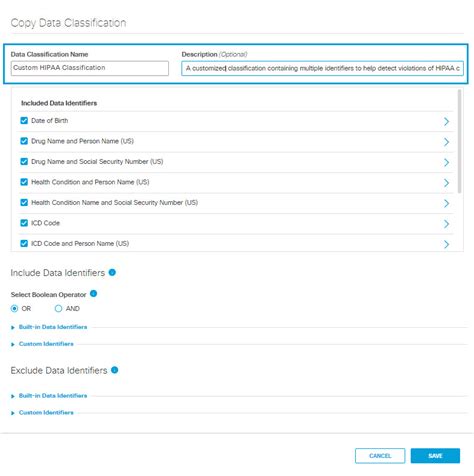 copy and customize a built in data classification
