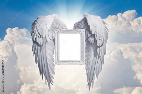 Memorial Angel Wings Photo Mockup Elegant Funeral Template For
