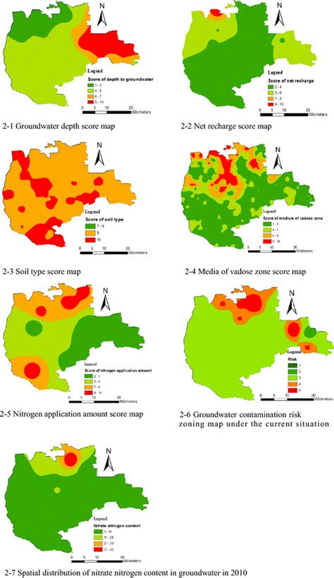 Score Maps Of Five Indicators For The Groundwater Contamination Risk Download Scientific