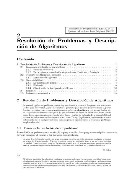 Resolucion De Problemas Y Algoritmos Pdf Teoría De La Computabilidad Algoritmos