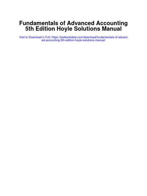 Fundamentals Of Advanced Accounting 5th Edition Hoyle Solutions Manual