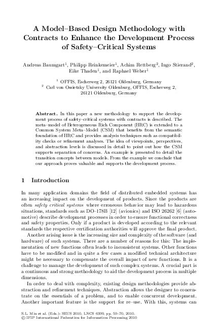 Pdf A Modelbased Design Methodology With Contracts To Enhance The Development Process Of