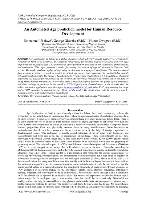 pdf an automated age prediction model for human resource development