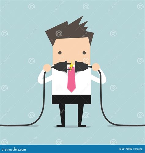 Businessman Connecting A Power Cord Stock Vector Illustration Of Electricity Creativity 60178823