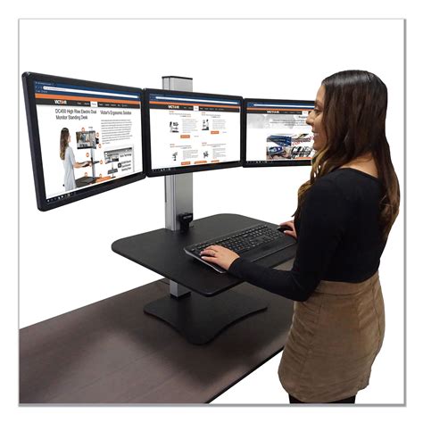 Victor High Rise Electric Triple Monitor Standing Desk Workstation 28