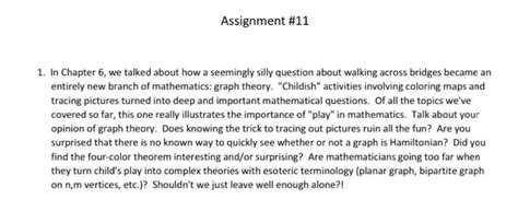 Solved Assignment 11 1 In Chapter 6 We Talked About How A Chegg Com