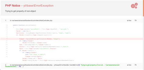 trying to get property of non object while using kartik v for image