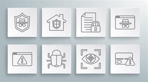 Set Line Browser With Exclamation Mark House Under Protection System