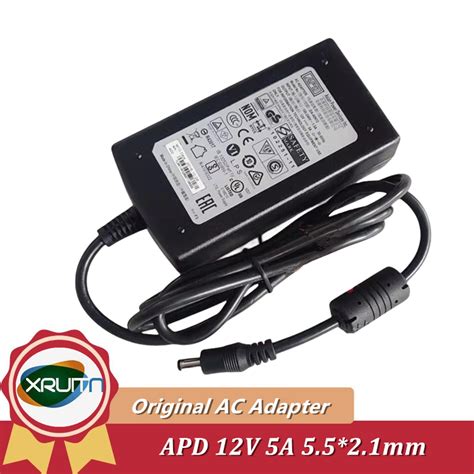Genuine APD DA 60N12 AC Power Adapter Charger 60W 12V 5A 4A 3A 2A 1A 5 5mm X 2 1mm Asian Power